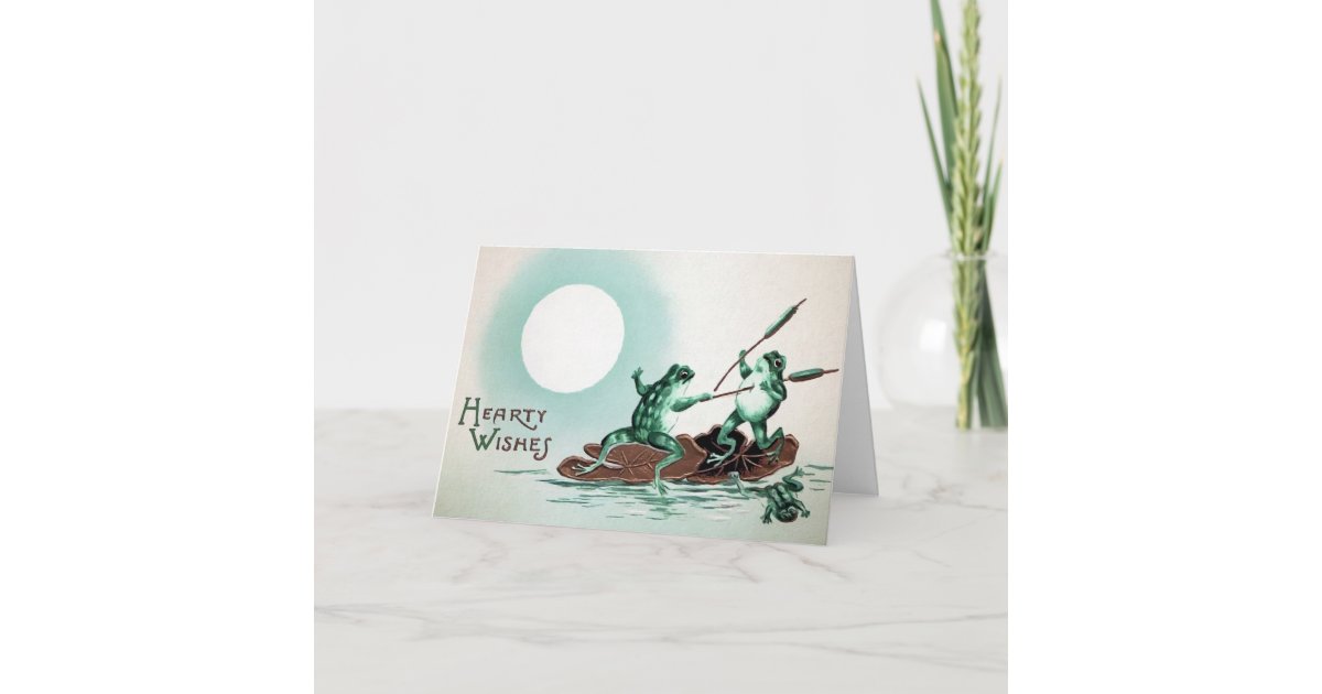 Victorian Frog Fight Christmas Card | Zazzle