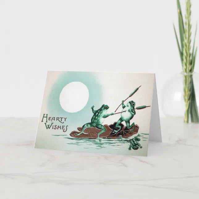 Victorian Frog Fight Christmas Card | Zazzle