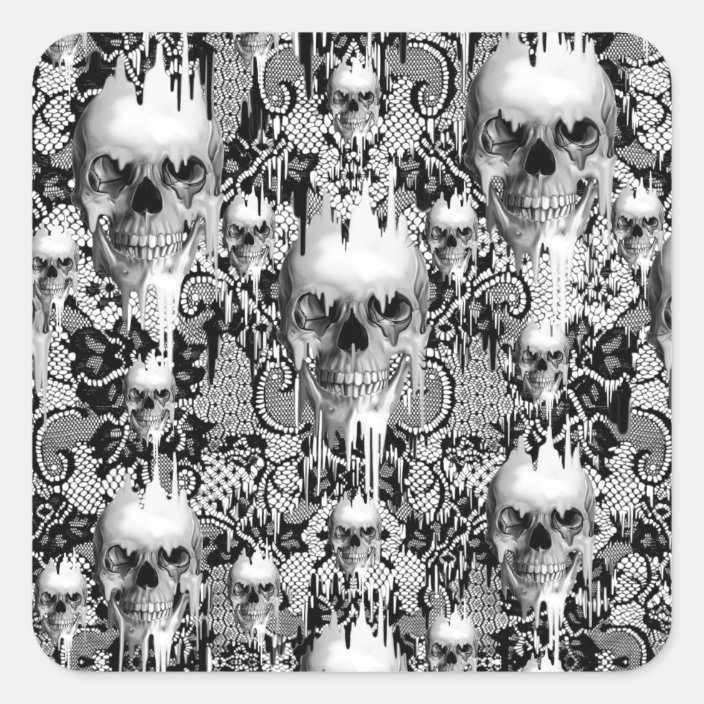 Victorian Gothic Lace skull pattern Square Sticker | Zazzle.com
