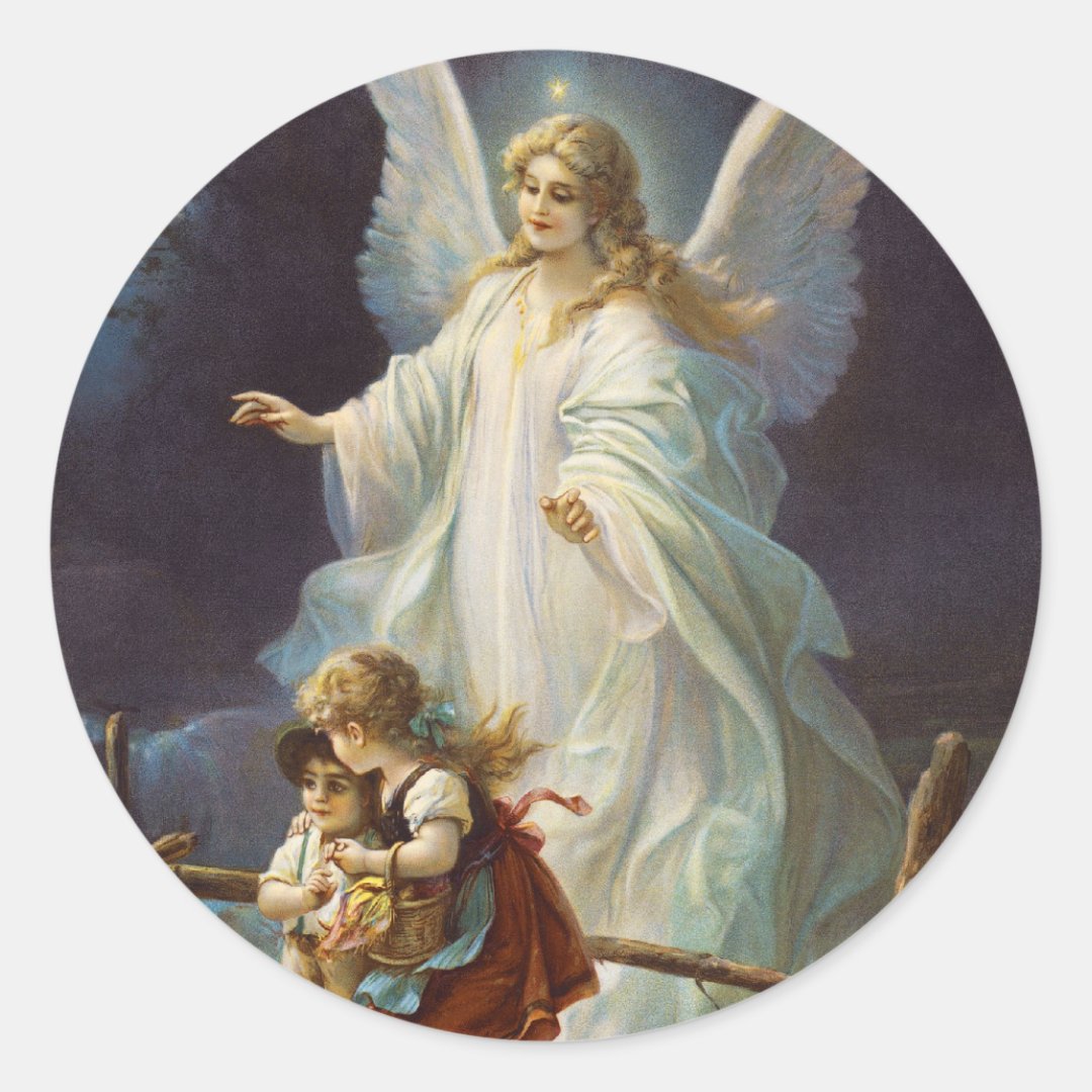 Victorian Guardian Angel Stickers | Zazzle