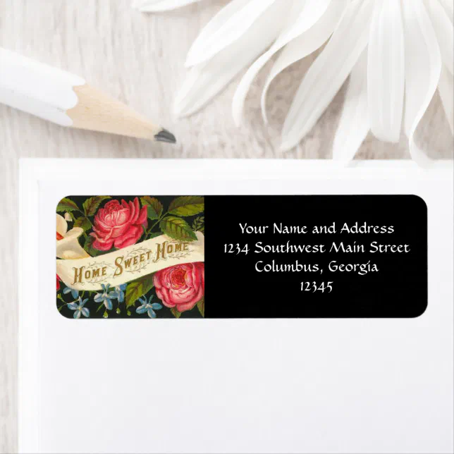 Victorian Home Sweet Home Roses Label | Zazzle