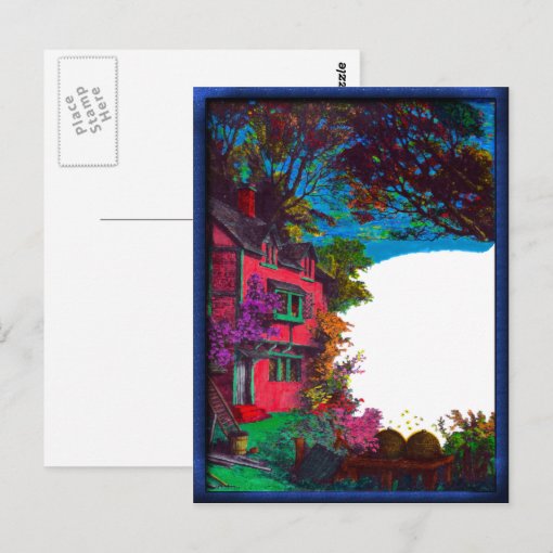 Victorian House Fall Art Postcard | Zazzle