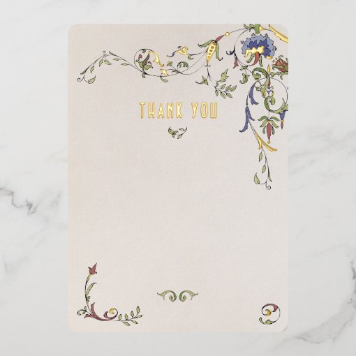 Victorian Illuminated Gold Foil Thank You Card | Zazzle