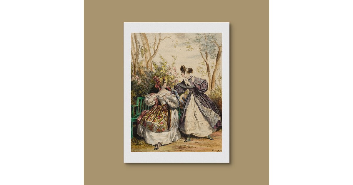 Victorian Ladies in Garden Conversation - Vintage Poster | Zazzle