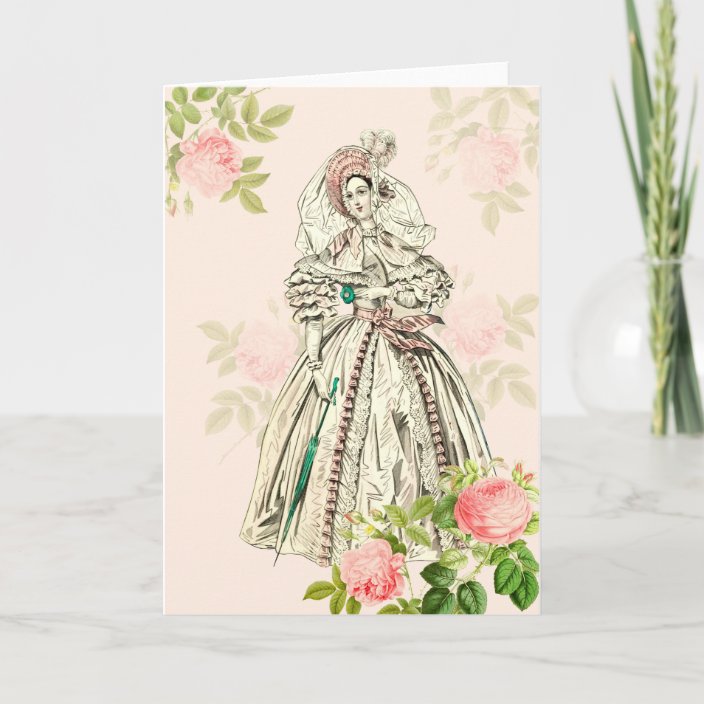 Victorian lady greeting card 19th century fashion | Zazzle.com