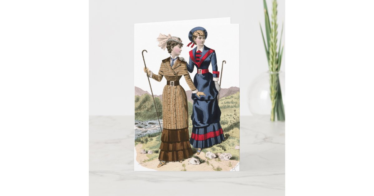 Victorian Lady Hikers Card | Zazzle