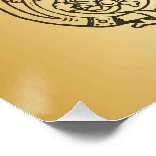 Victorian Monogram Medieval Emblem Shield Gold Poster | Zazzle