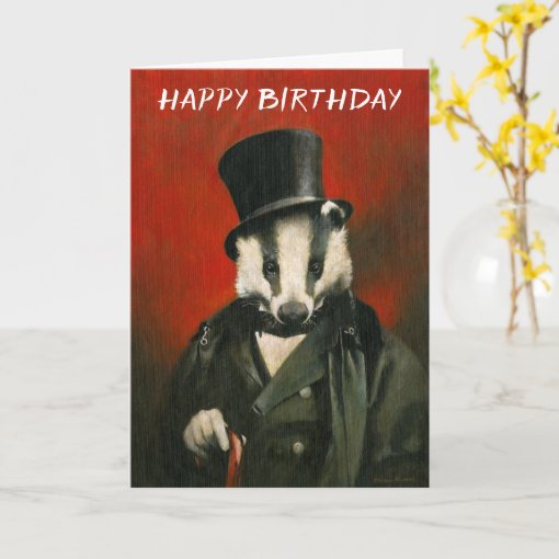 Victorian Mr Badger Birthday Card | Zazzle