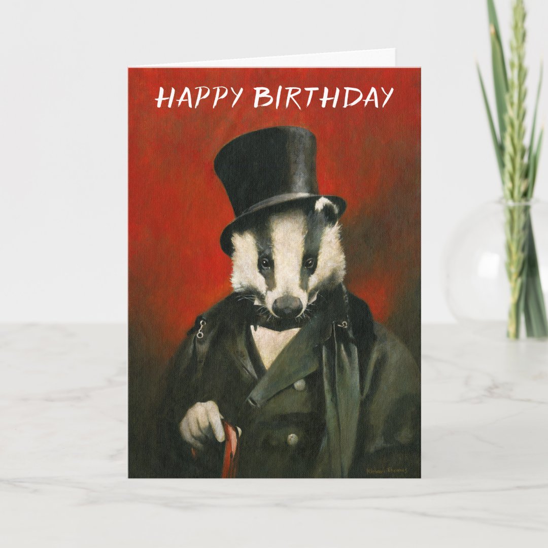 Victorian Mr Badger Birthday Card | Zazzle