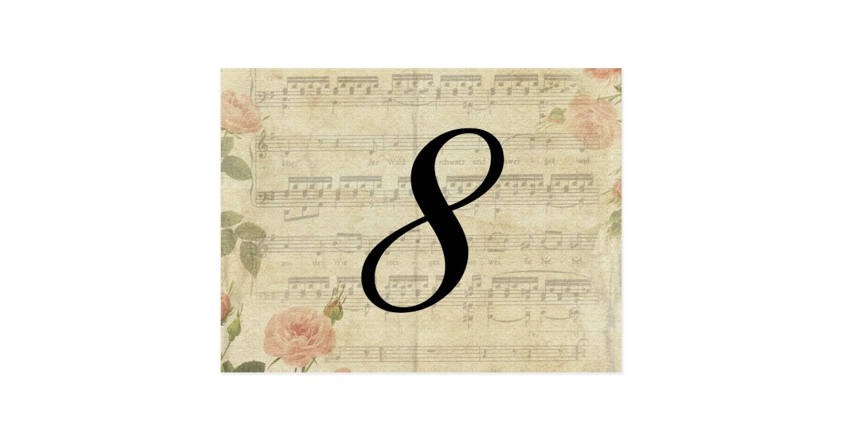 Victorian Music and Rose Table Number Card | Zazzle.com