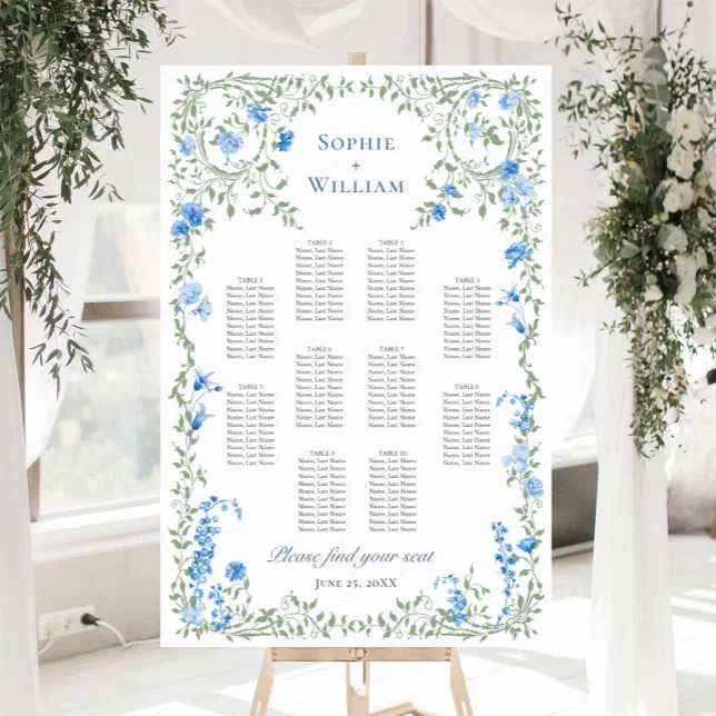 Victorian Ornate Grace 10 Tables SEATING CHART Foam Board | Zazzle