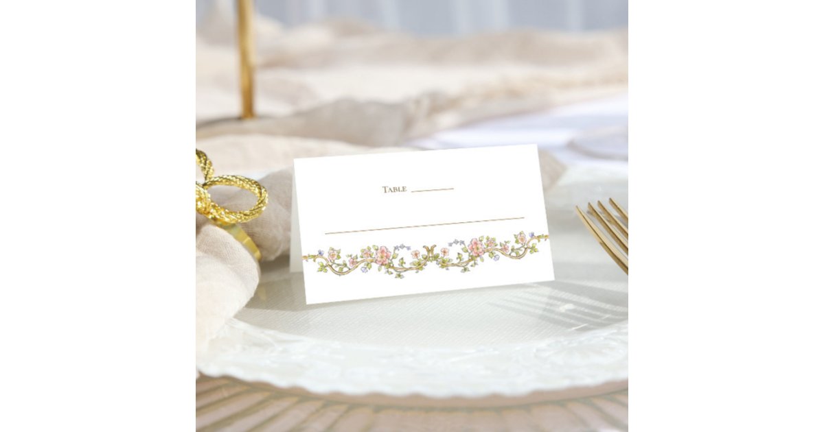 Victorian Ornate Grace Floral Frame Wedding Place Card | Zazzle