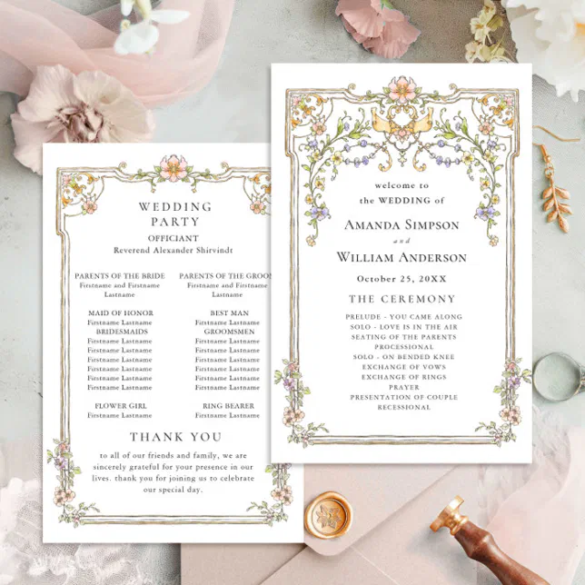 Victorian Ornate Grace Wedding Ceremony Program | Zazzle