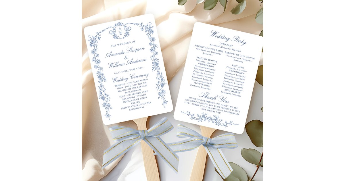 Victorian Ornate Grace Wedding Ceremony Program Hand Fan | Zazzle
