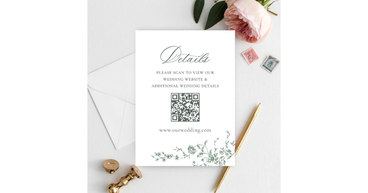 Victorian Ornate Grace Wedding QR code Details Enclosure Card | Zazzle