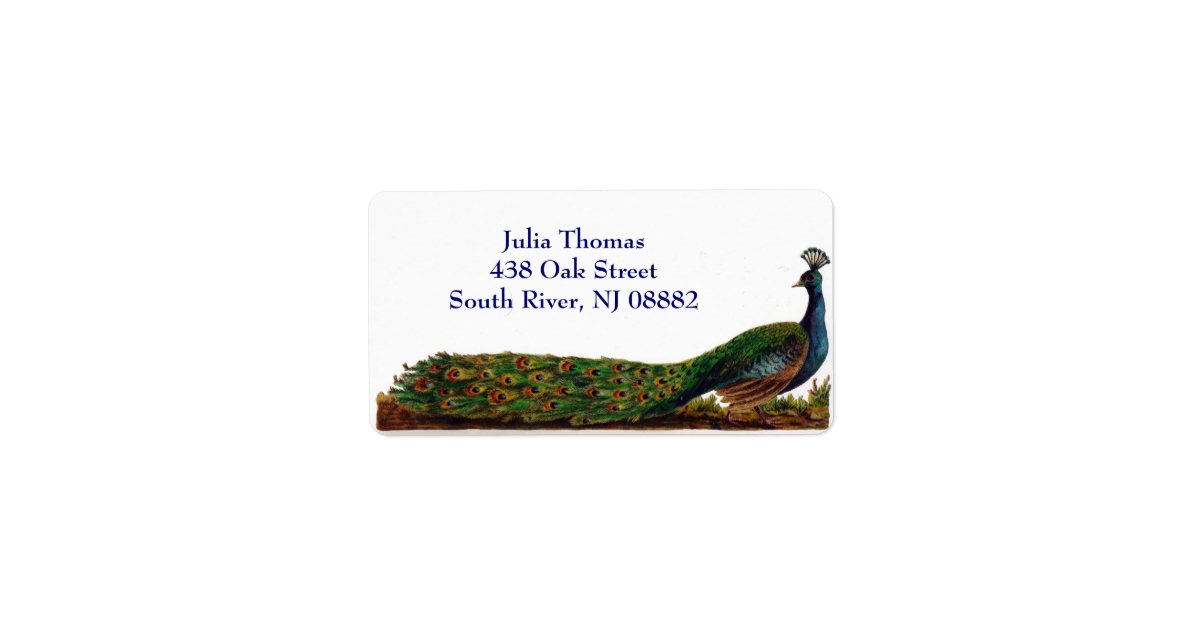Victorian Peacock Address Labels Template | Zazzle