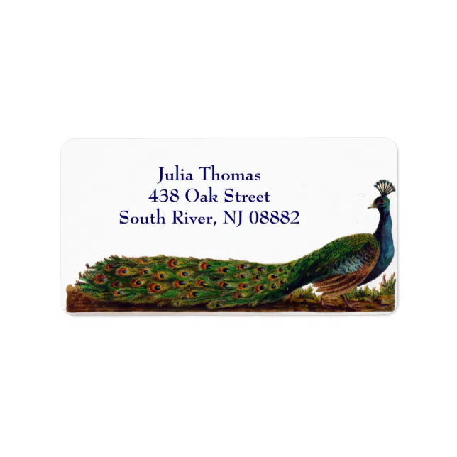 Victorian Peacock Address Labels Template | Zazzle