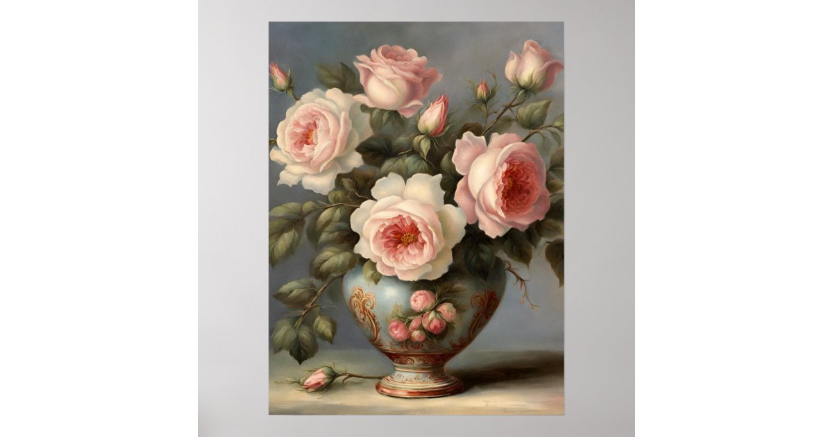 Victorian Pink Roses Poster | Zazzle