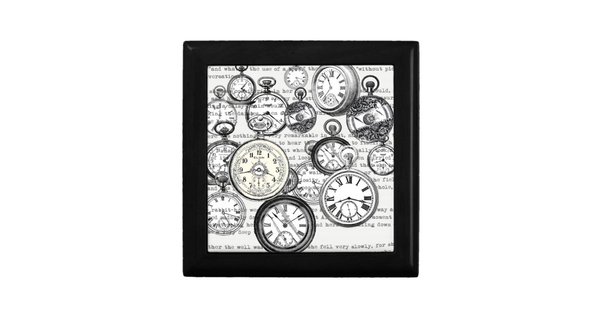 Victorian Pocket Watch Collage Alice in Wonderland Gift Box | Zazzle