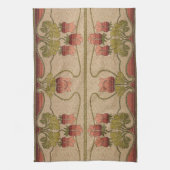 Victorian red floral frieze kitchen towel | Zazzle
