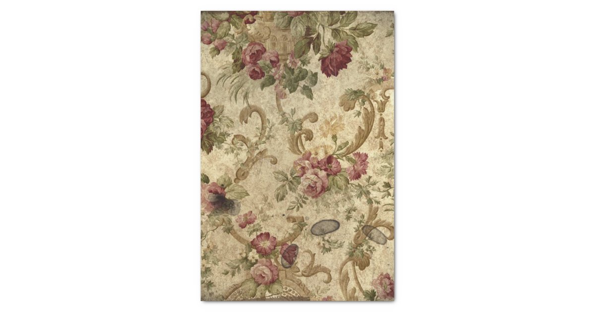 Victorian Red Roses and Scrolls Tissue Paper | Zazzle