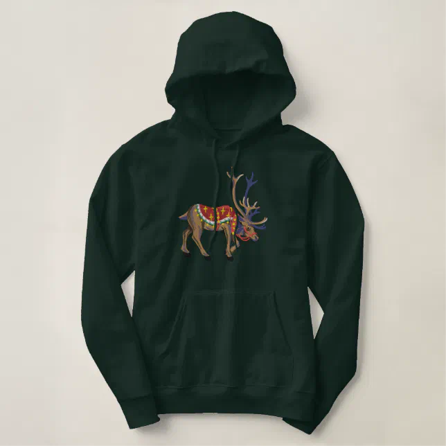 Victorian Reindeer Embroidered Hoodie | Zazzle