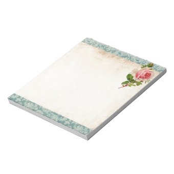 Victorian Rose and Damask Notepad | Zazzle