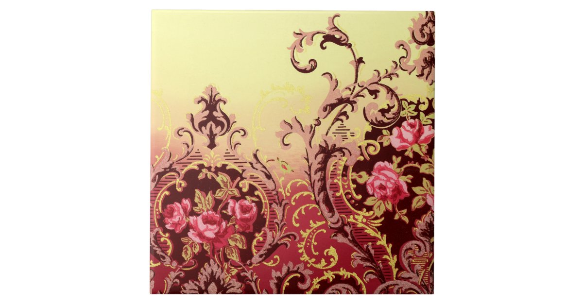 Victorian rose elegant floral vintage ceramic tile | Zazzle