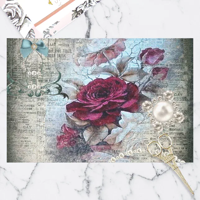 Victorian Rose Ephemera Decoupage Tissue Paper | Zazzle