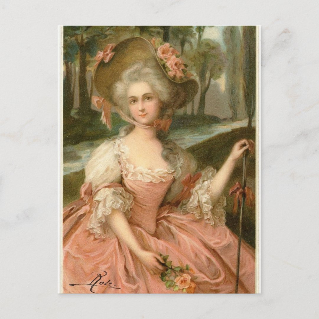 Victorian Rose Lady Postcard | Zazzle