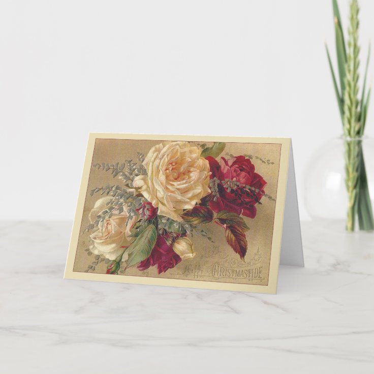 Victorian Roses Christmas Card | Zazzle