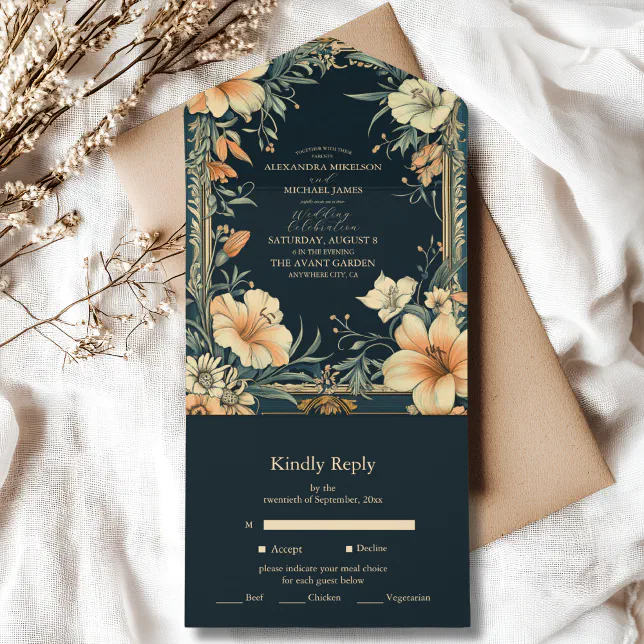 Victorian Royal Elegance Wedding All In One Invitation | Zazzle