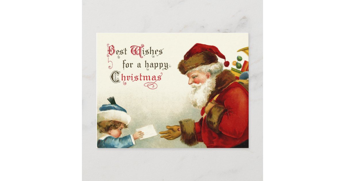 Victorian Santa and Child Holiday Postcard | Zazzle