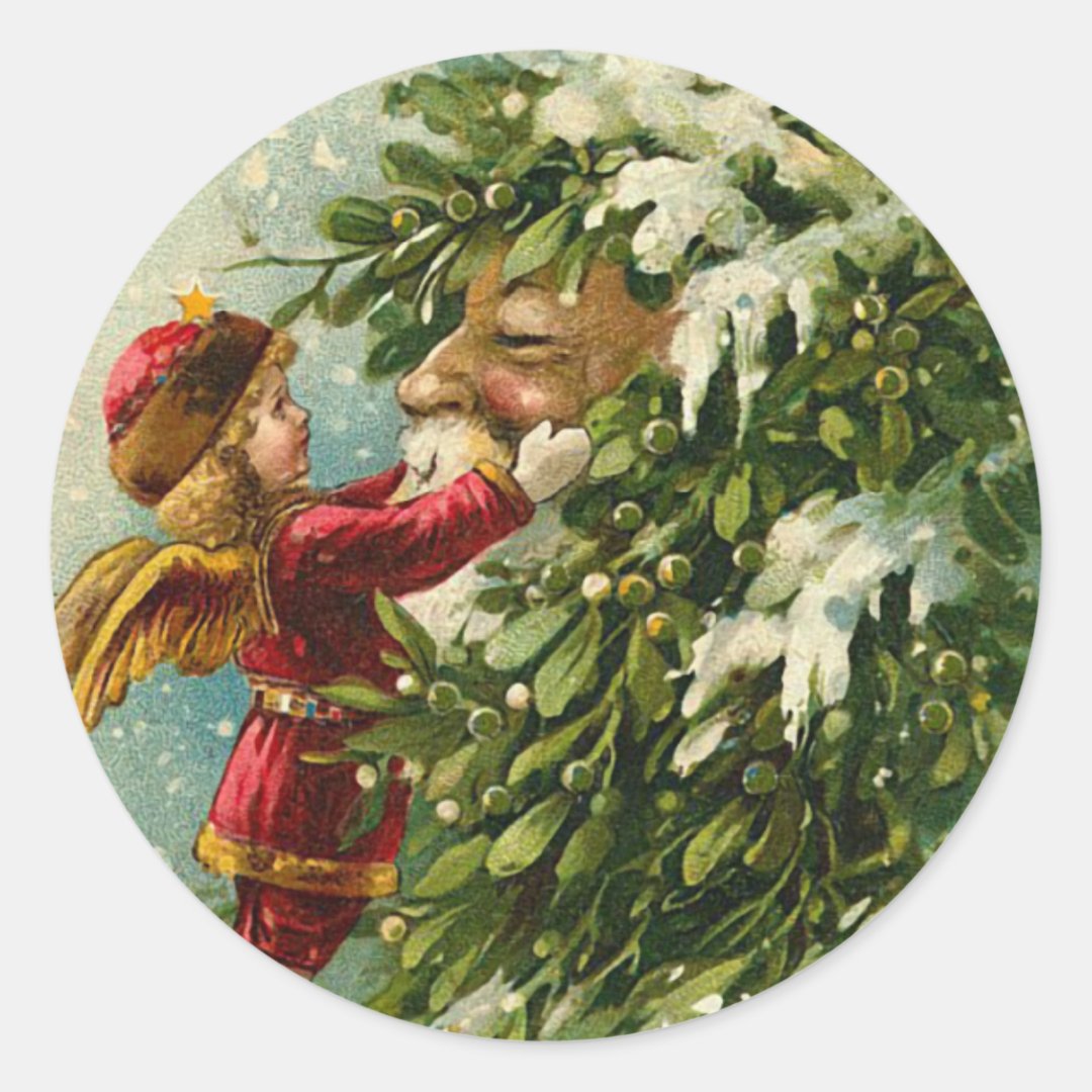 Victorian Santa Christmas Stickers | Zazzle
