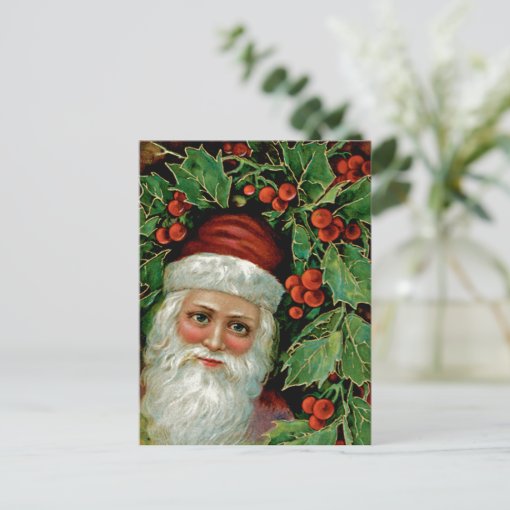 Victorian Santa Holiday Postcard | Zazzle