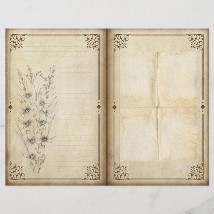Victorian Scrapbook Floral Garden Journal Paper | Zazzle