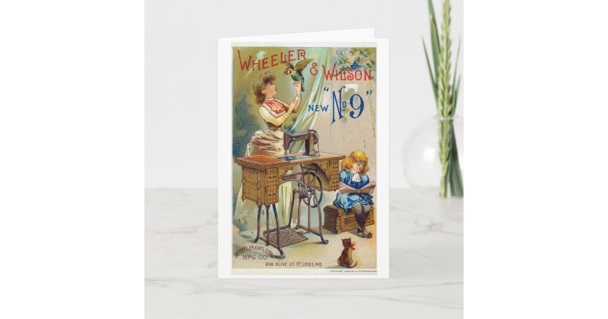 Victorian sewing machine advertisement card | Zazzle