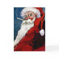 Victorian Smoking Santa Christmas Holiday Card | Zazzle