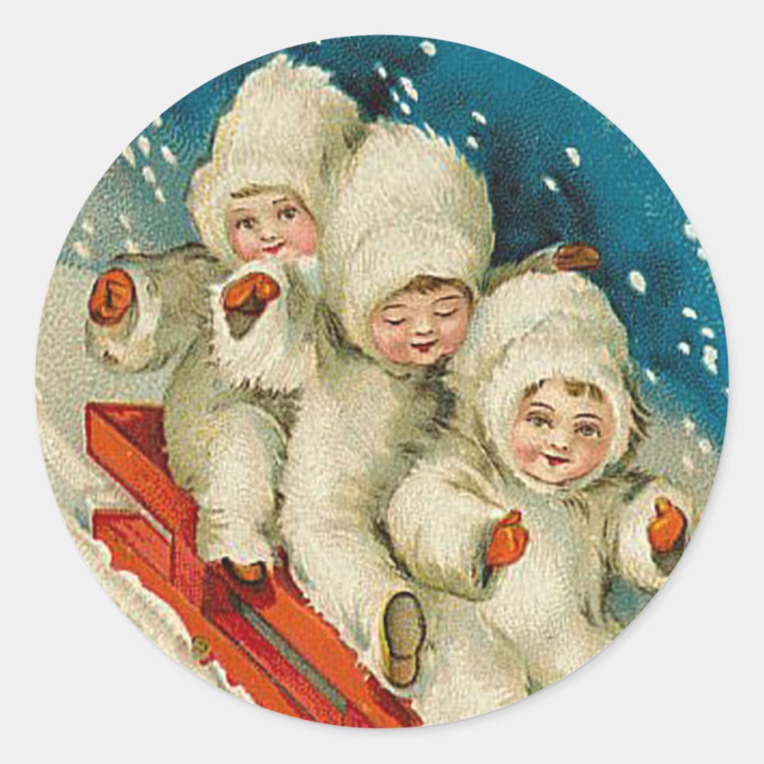 Victorian Snow Baby Christmas sticker | Zazzle