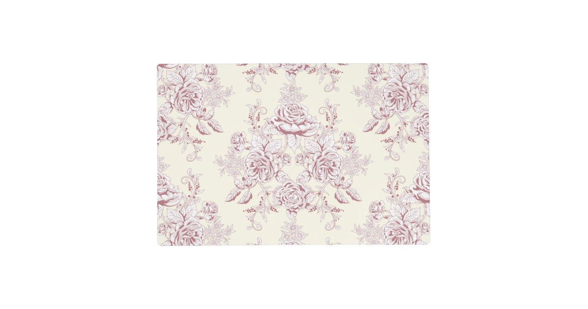 Victorian,soft yellow, soft pink,floral,pattern,vi placemat | Zazzle
