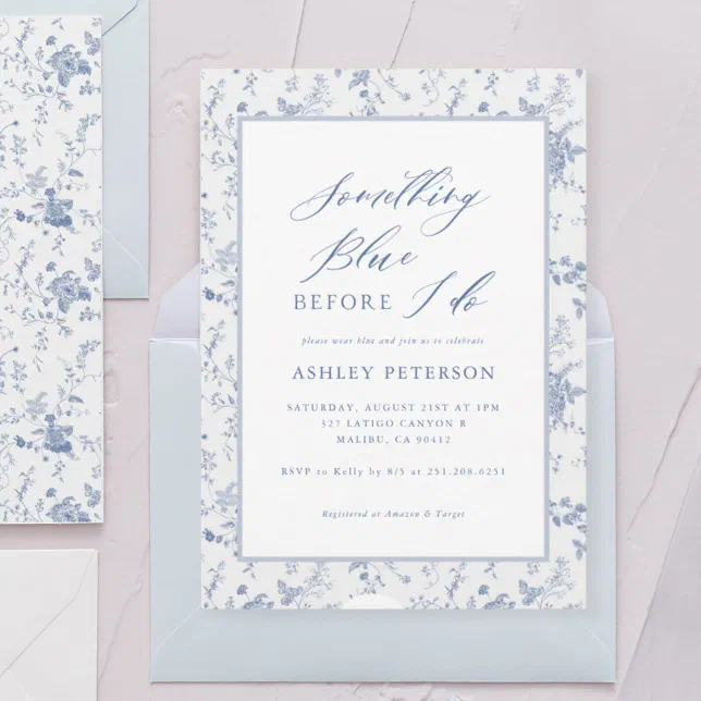 Victorian Something Blue I Do Bridal Shower Invitation | Zazzle