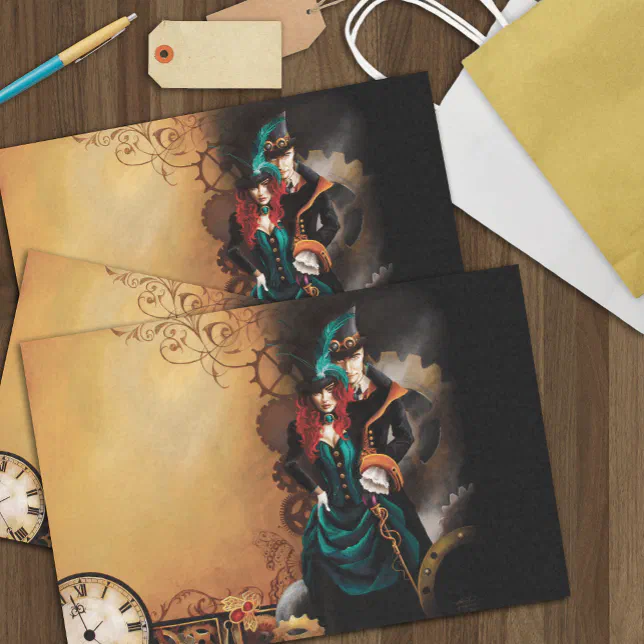 Victorian Steampunk Couple Tissue Paper | Zazzle