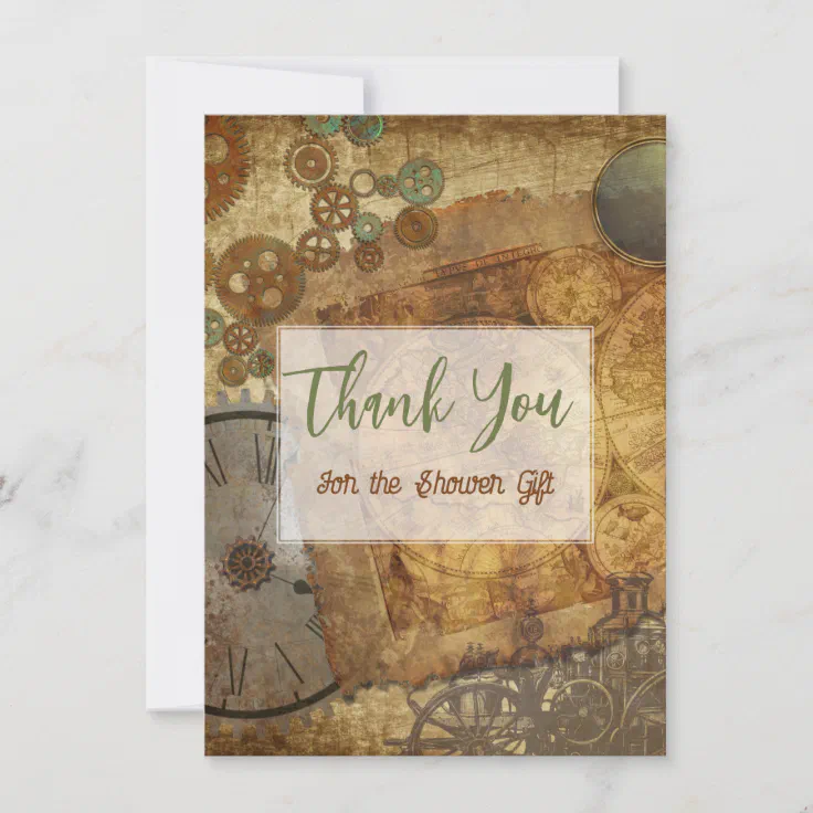 Victorian Steampunk Flat Thank You Cards | Zazzle