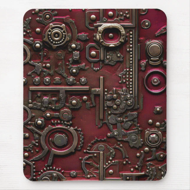 Victorian Steampunk Gear Burgundy Red Mouse Pad | Zazzle