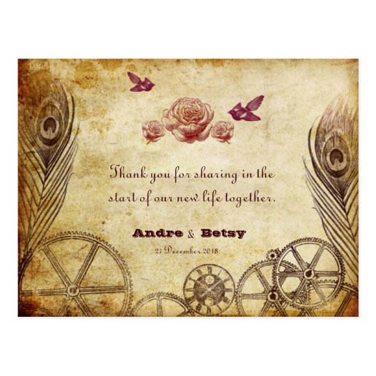 Victorian Steampunk Thank You Postcard | Zazzle.com