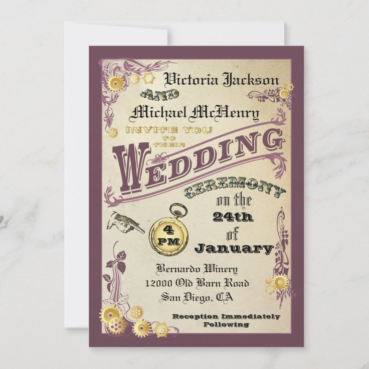 Victorian Steampunk Wedding Invitations | Zazzle