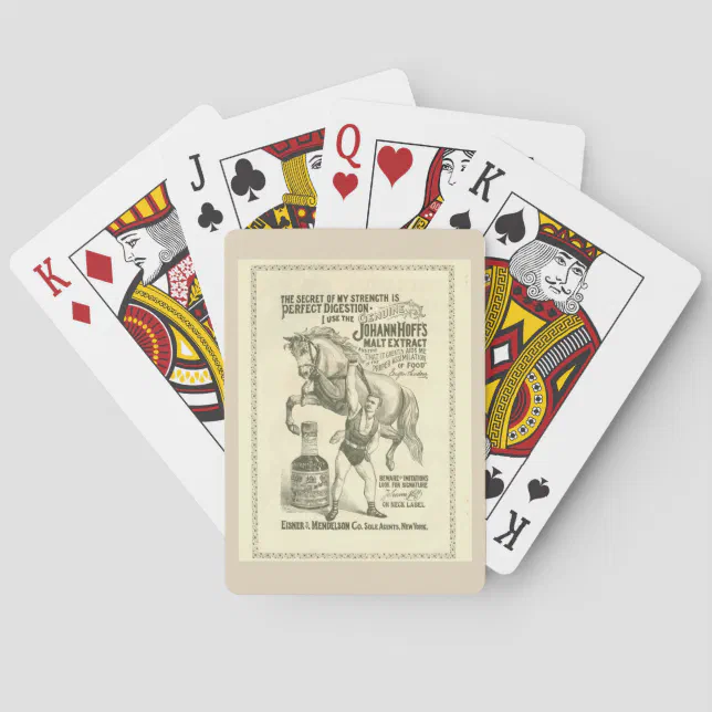 Victorian strongman Eugen Sandow lifting horse Poker Cards | Zazzle