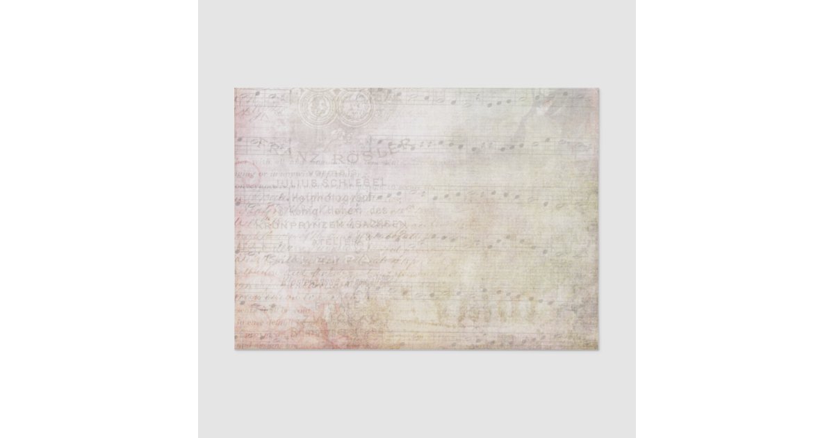 Victorian Style Musical Notes and Faded Flowers Tissue Paper | Zazzle