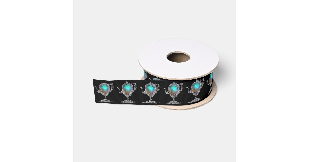 Victorian Teapot Elegant Unique Grosgrain Ribbon | Zazzle
