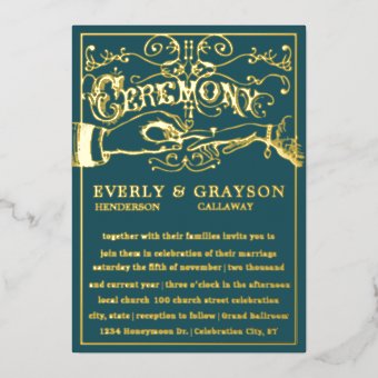 Victorian Typography I Do Gold Wedding Foil Invitation | Zazzle